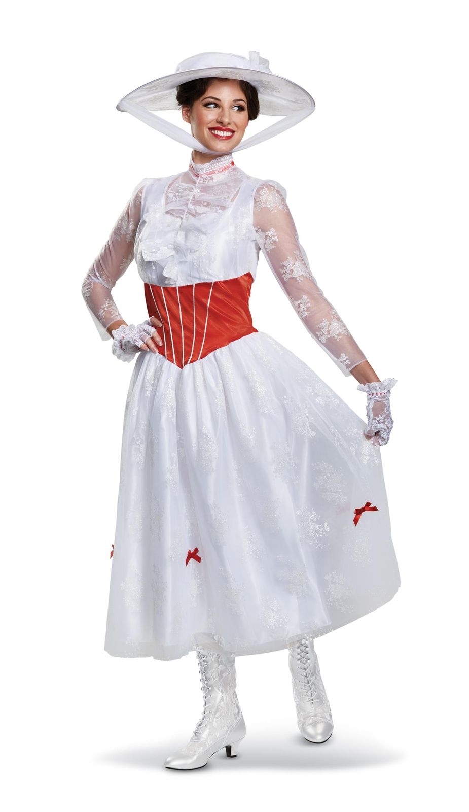 Deluxe Disney Mary Poppins Costume White Fancy Dress Womens Princess Sm Xl Ebay